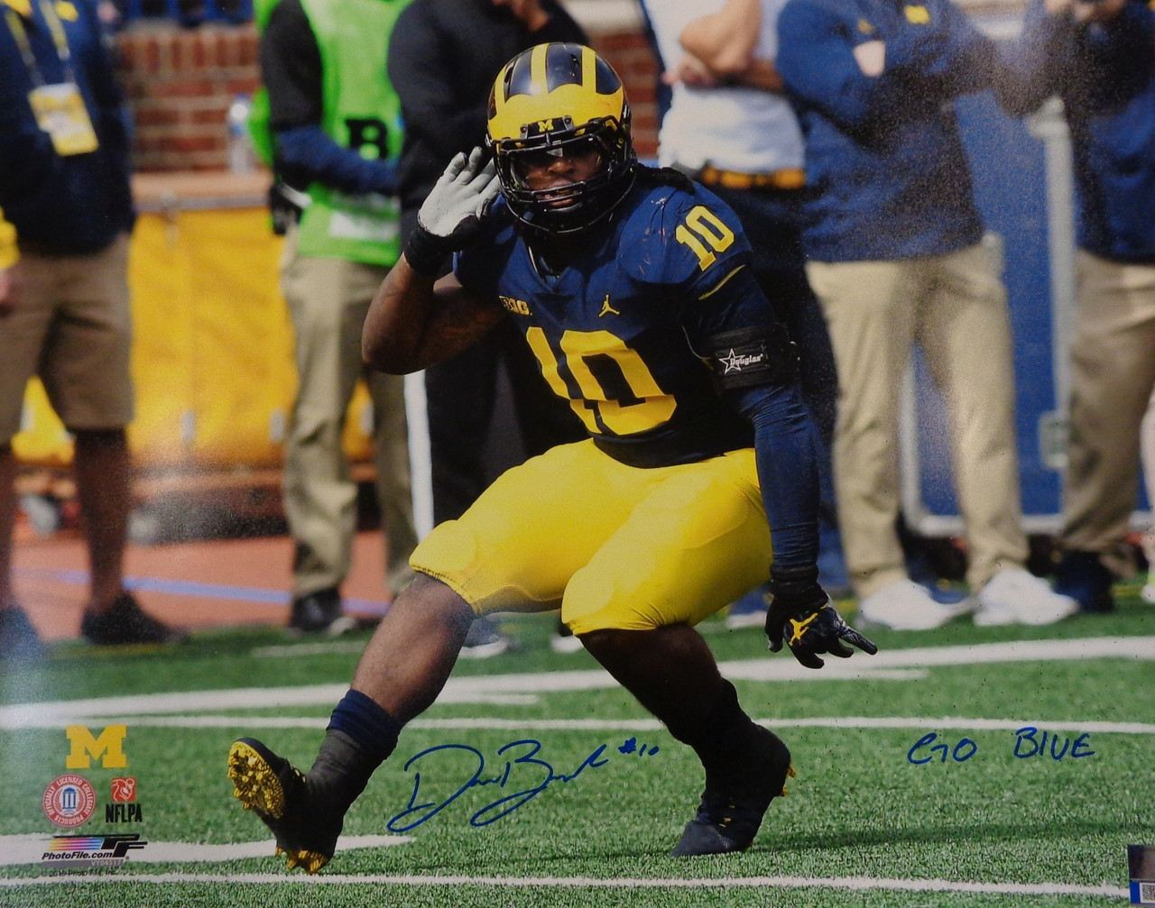 Devin Bush, Jr. Autographed Michigan Wolverines 16x20 with "Go Blue ...