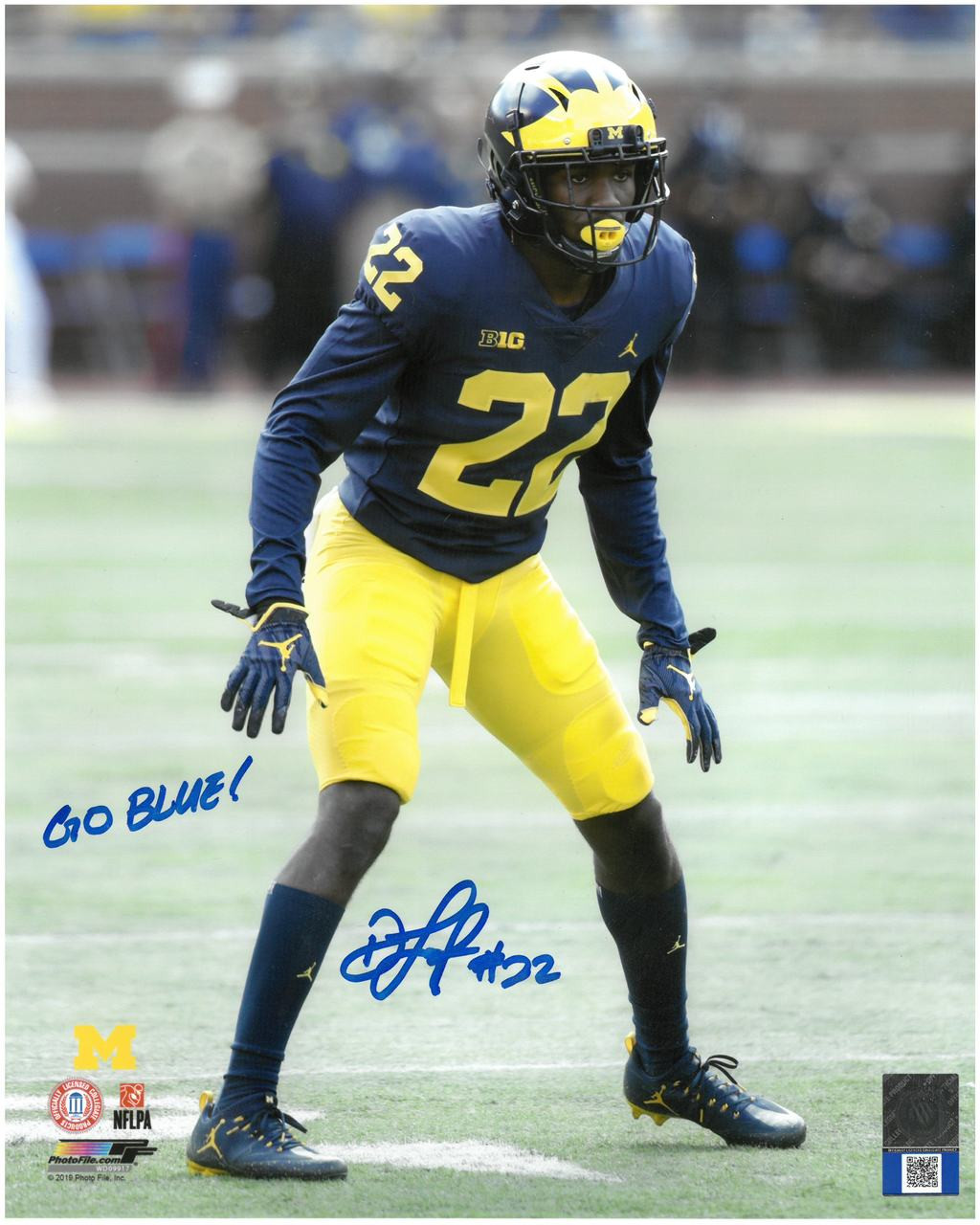 David Long, Jr. Autographed Michigan Wolverines 8x10 with "Go Blue ...