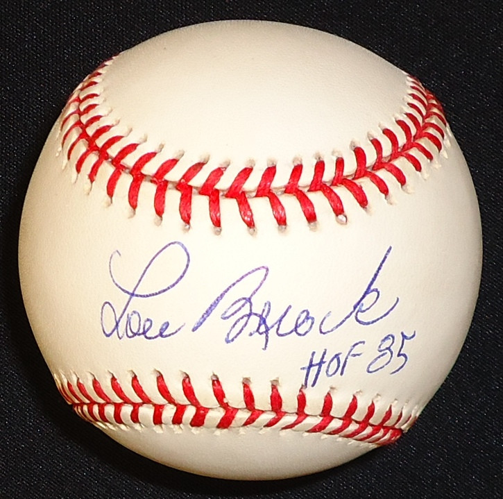 Lou Brock Autographed National League Baseball with HOF- Leonard ...