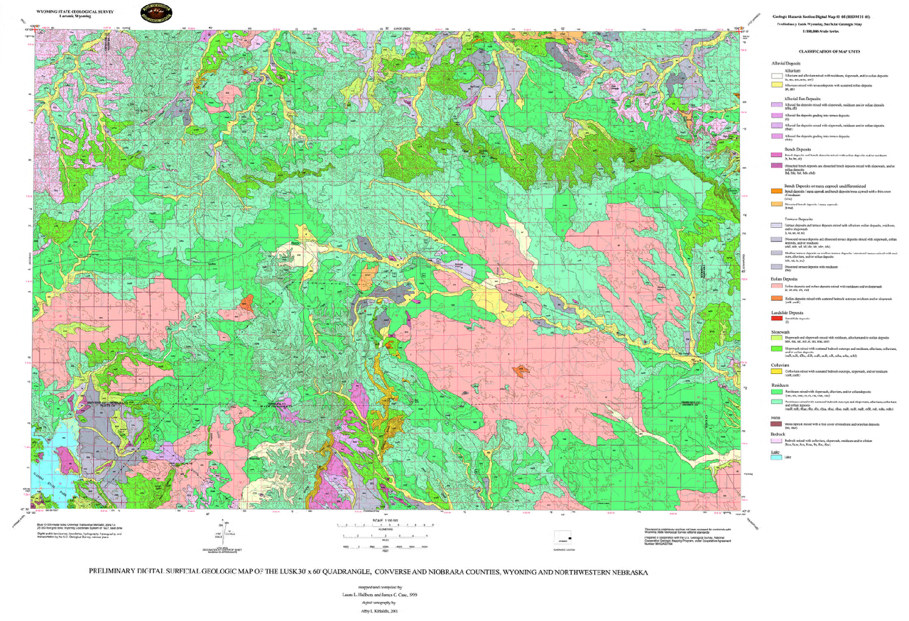 Preliminary Digital Surficial Geologic Map Of The Lusk 30 X 60