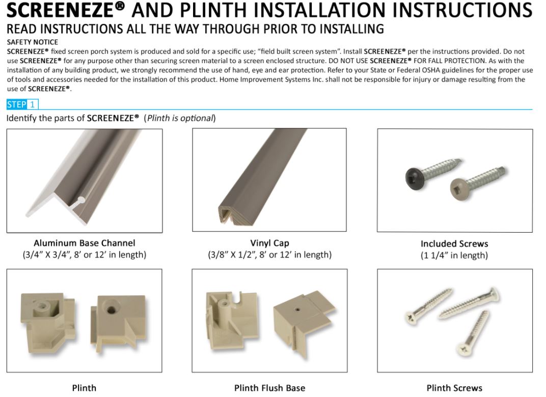 SCREENEZE Porch Parts - Top-Rated Screened-In Porch Parts | Metro ...