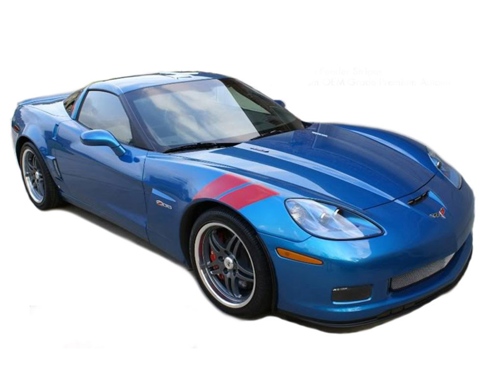 C6 DOUBLE BAR : 2005 - 2013 Chevy Corvette C6 Hash Hood Vinyl Graphic ...