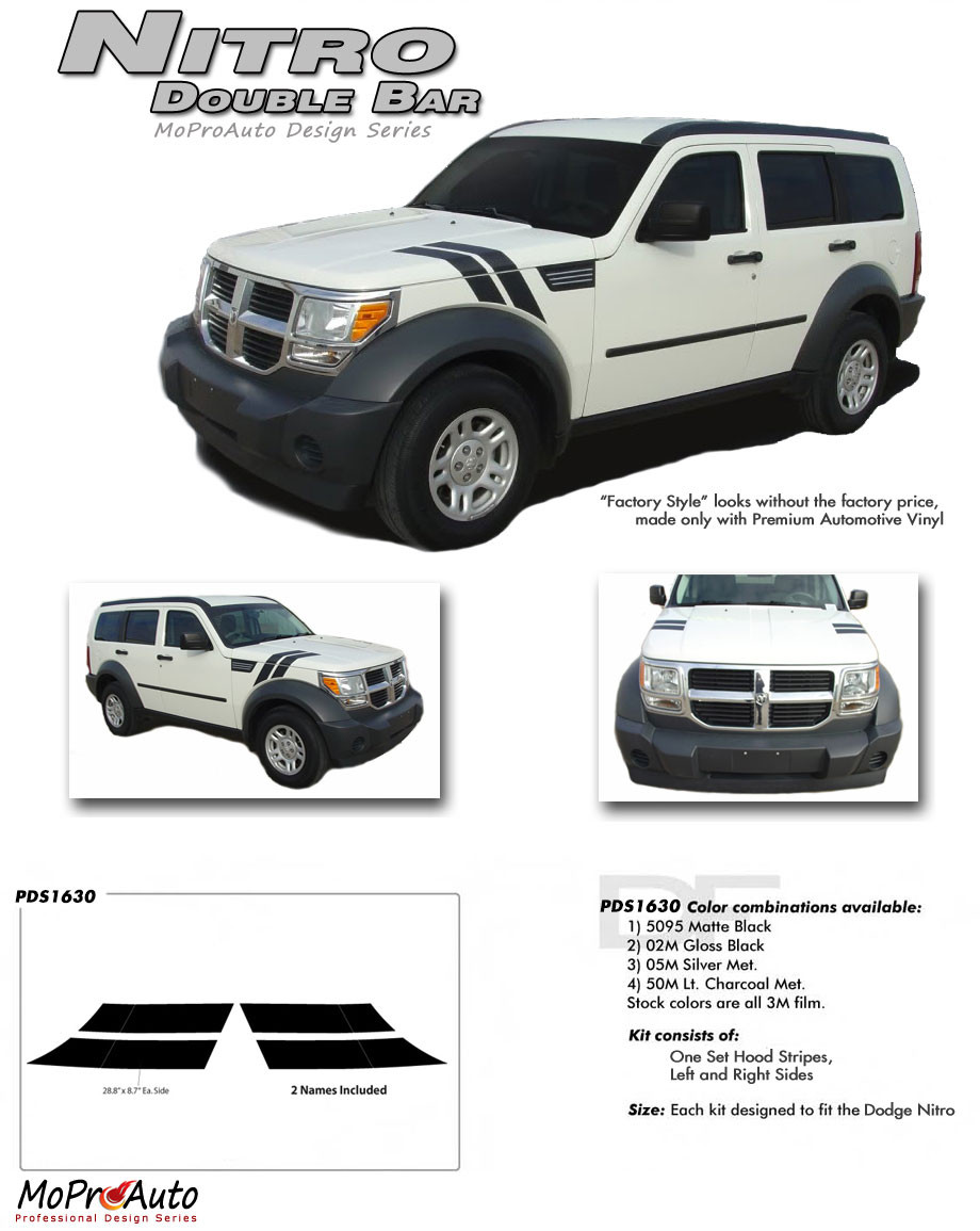 NITRO DOULBE BAR | Dodge Nitro Hood Stripes & Hood Decals Vinyl ...