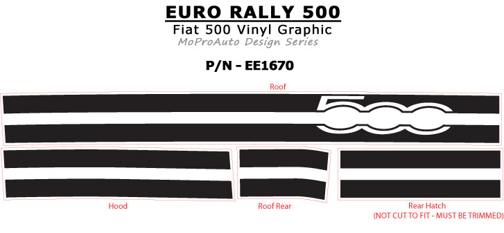 2011-2019 EURO RALLY : Fiat 500 Abarth Stripes Decals Vinyl Graphics ...