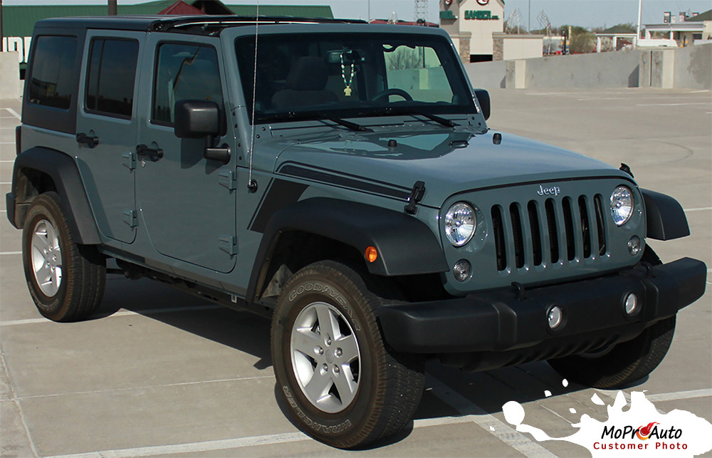 RUNDOWN : Jeep Wrangler Hood to Fender Vinyl Graphics Decal Stripe Kit ...