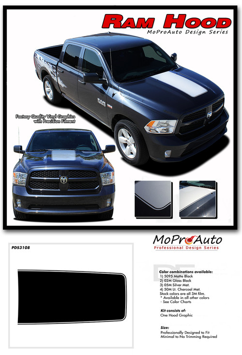 RAM HOOD : 2009-2015 2016 2017 2018 Dodge Ram Vinyl Graphics Striping ...