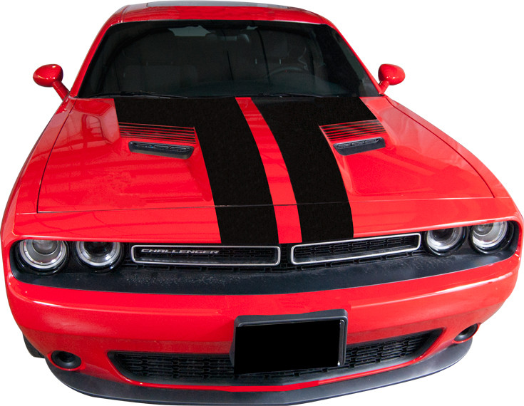 2015-2023 Dodge Challenger Extended Strobe Wing Rally Hood Vinyl Stripe ...