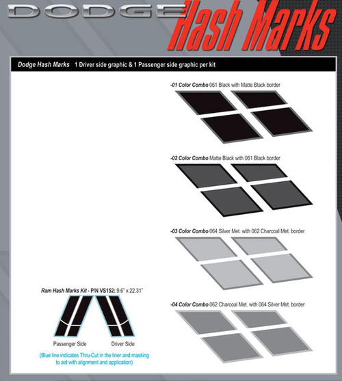 DODGE RAM HASH MARKS KIT : Automotive Vinyl Graphics Shown on 2009-2015 ...