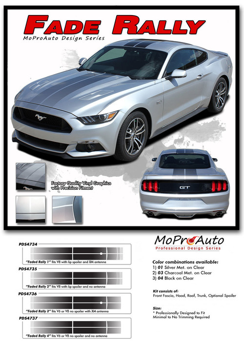FADE RALLY : Ford Mustang Faded Racing Stripes Fading Hood Vinyl ...