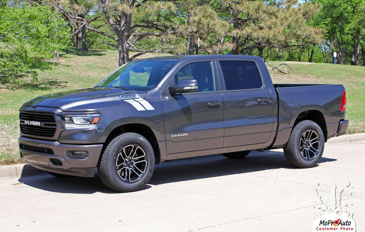 RAM HASH MARKS | 2019-2024 Dodge Ram Hood Double Bar Stripes Decals ...