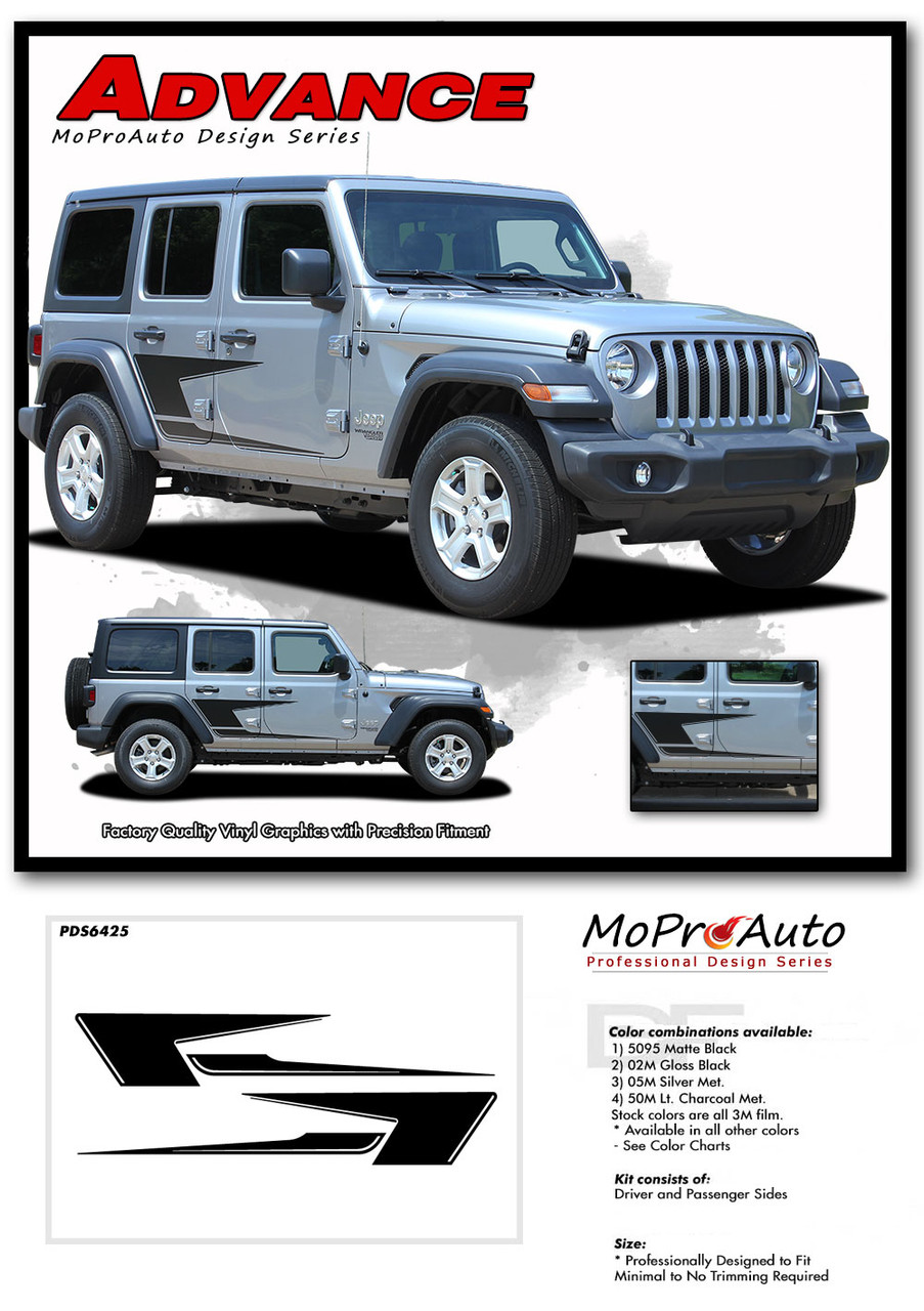ADVANCE | Jeep Wrangler JL Side Door Vinyl Graphics Body Decal Stripe ...