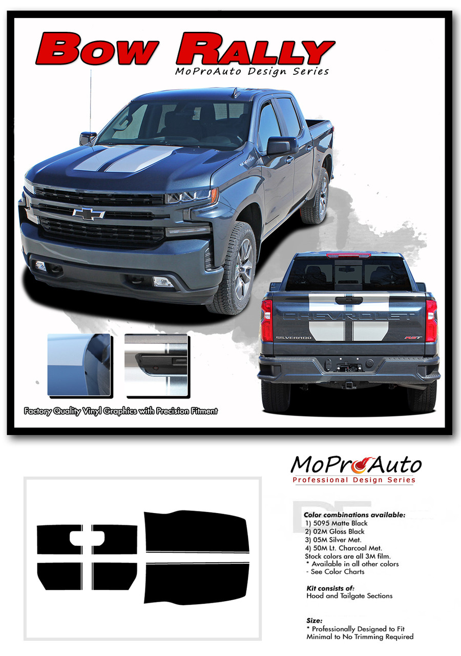 BOW RALLY : Chevy Silverado Racing Stripes Hood Decal Vinyl Graphic Kit ...