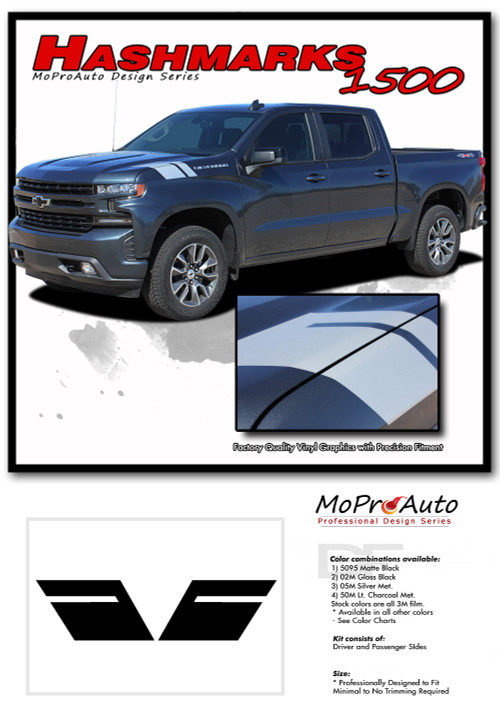 HASHMARK 1500 : Chevy Silverado Fender to Hood Stripes Double Bar Hash ...