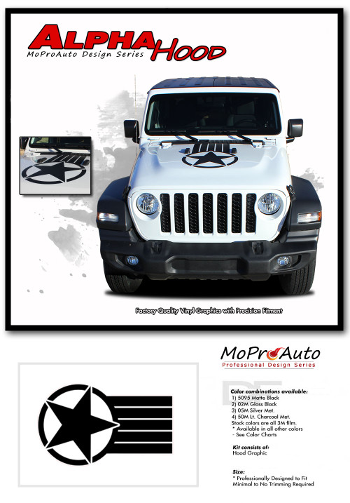 ALPHA STAR HOOD | Jeep Gladiator Hood Graphics with Star Vinyl Graphics ...