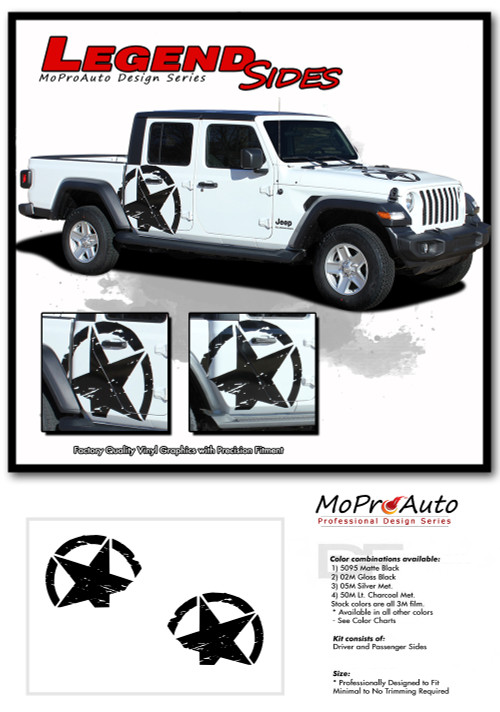 LEGEND STAR SIDES : Jeep Gladiator Side Body Distressed Star Vinyl ...