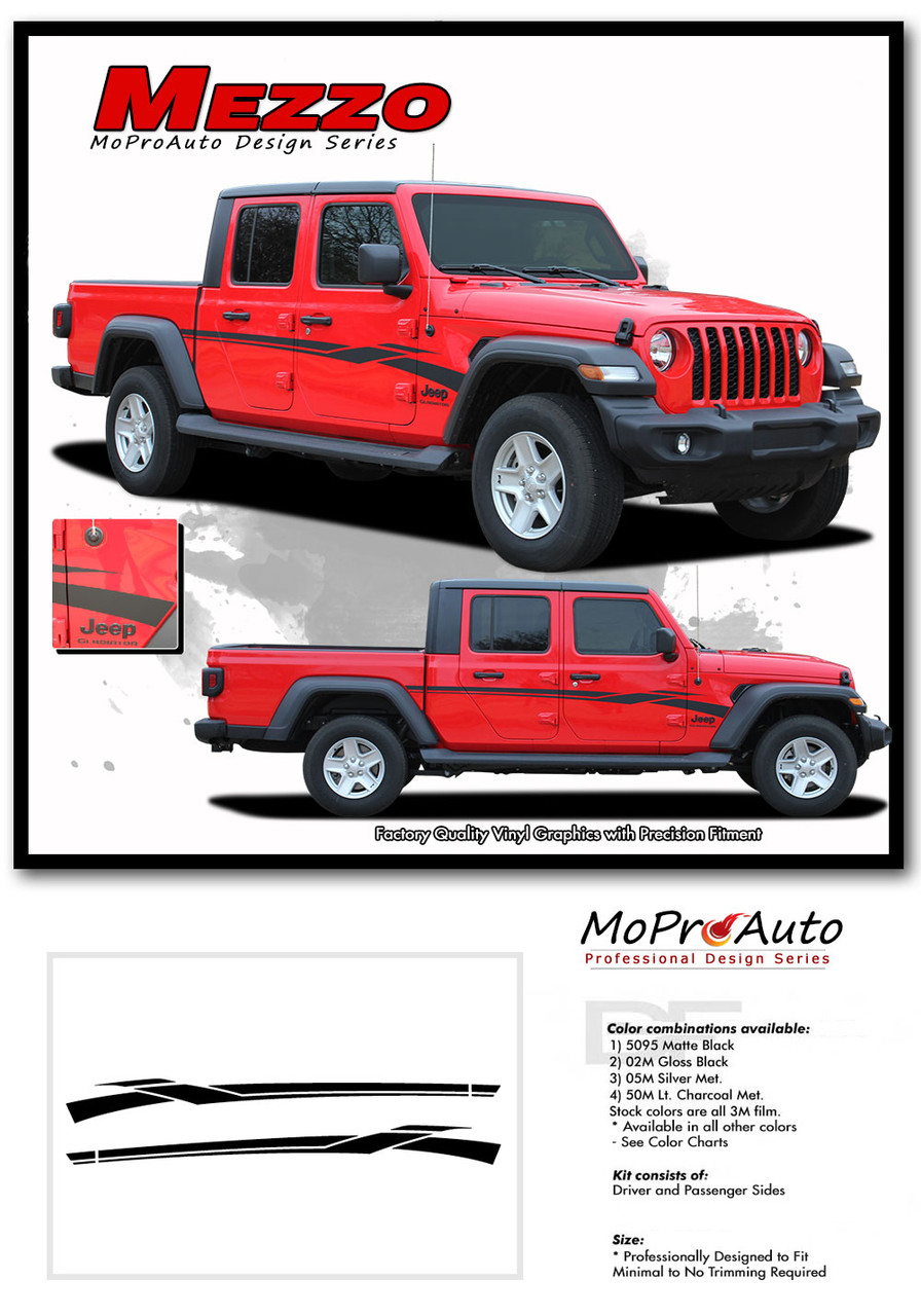 MEZZO | Jeep Gladiator Side Body Door Vinyl Graphics Decal Stripe Kit ...