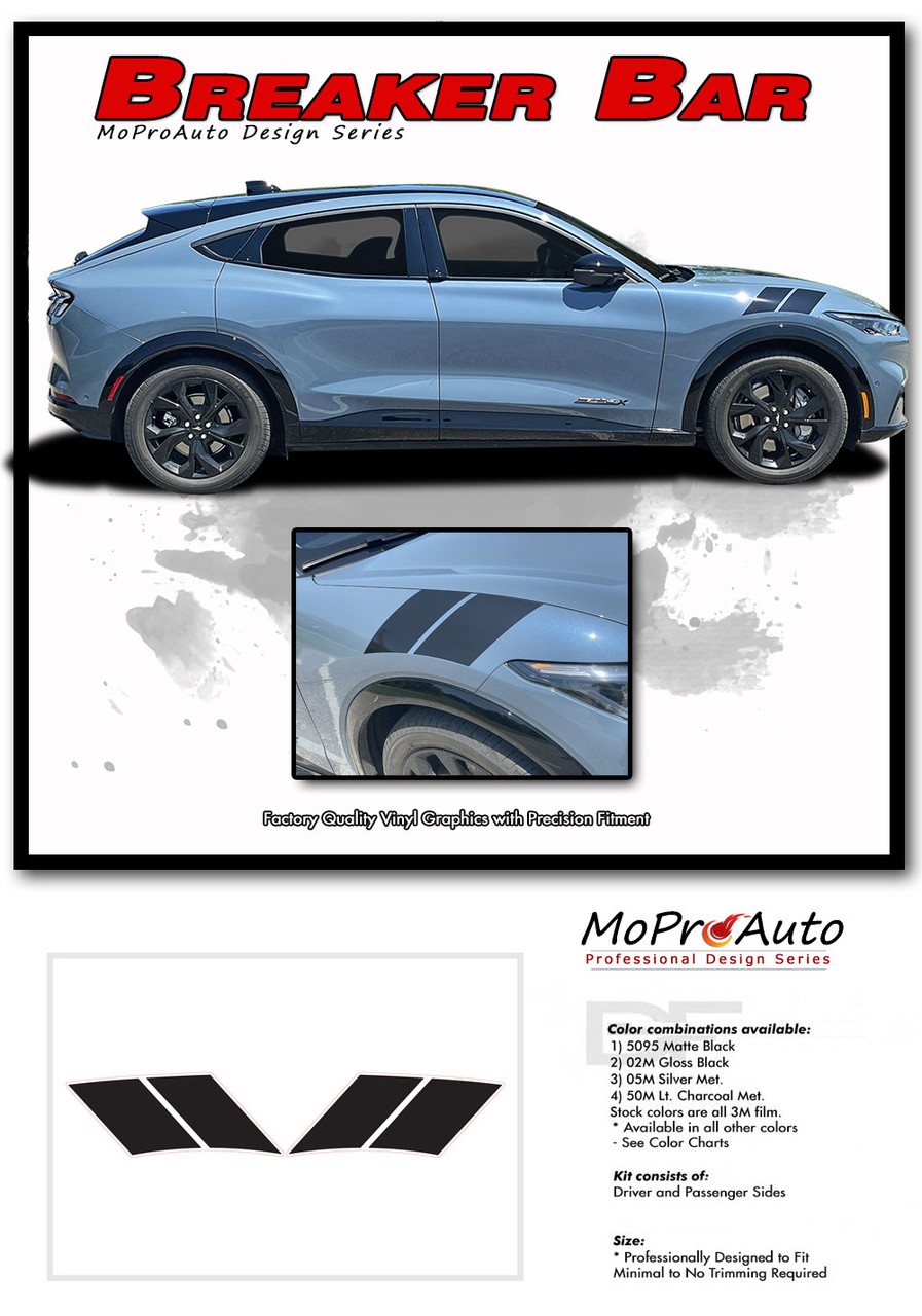 BREAKER BAR | Ford Mustang Mach-E Hood Hash Marks Decal Double Bar Racing Stripes Mach E Style ...