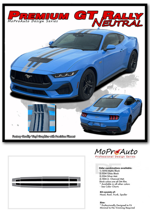 PREMIUM GT RALLY - NEUTRAL : 2024 2025 Ford Mustang GT Racing Stripes ...