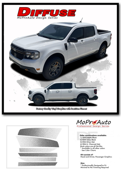 DIFFUSE | Ford Maverick Hood Stripes & Rocker Vinyl Graphics Decals Kit ...