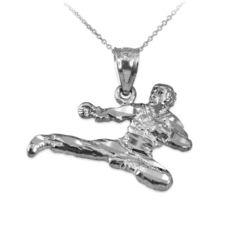 Sterling SIlver Martial Arts Karate Kick DC Charm Necklace