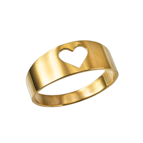Polished Gold Open Heart Ring Band