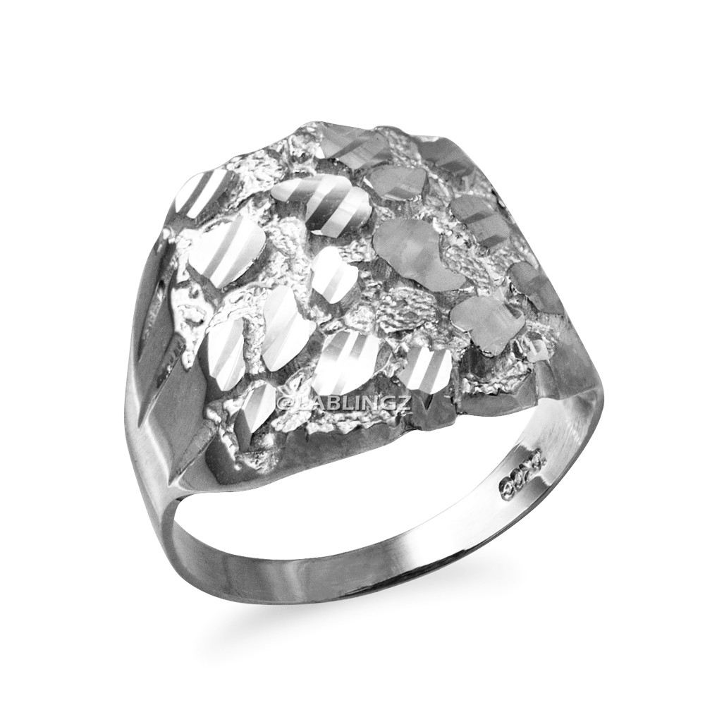 Sterling Silver Sparkle Cut Nugget Ring