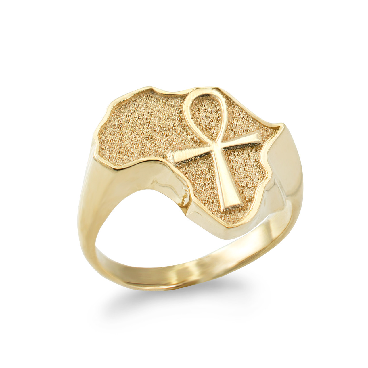 Yellow Gold Egyptian Ankh Africa Statement Ring