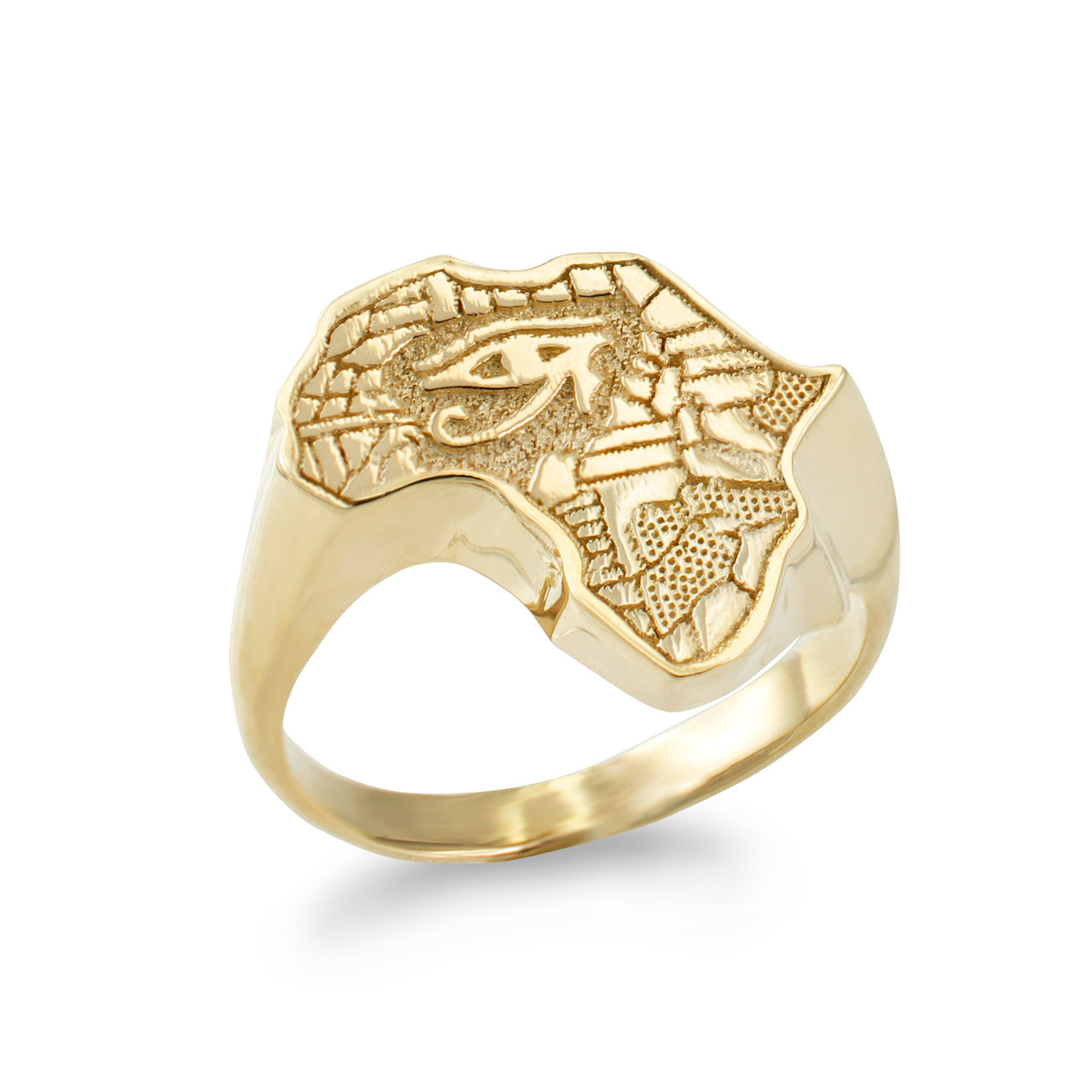 Yellow Gold Egyptian Eye of Horus Africa Statement Ring