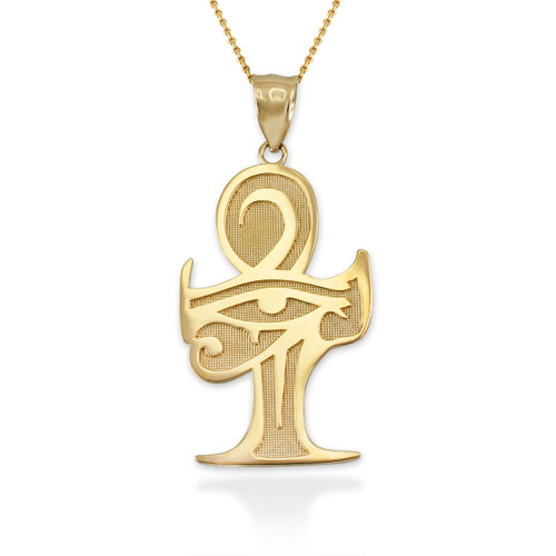 Ancient Symbol Gold Pendant Necklace | Eye of Horus Ankh Jewelry