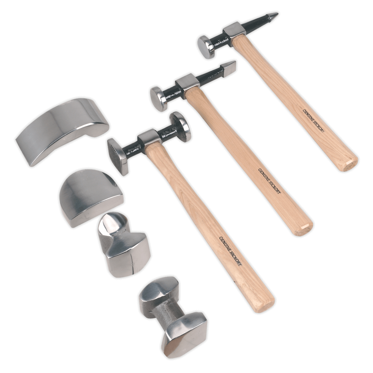 Sealey CB507 Panel Beating Set 7pc Drop-Forged Hickory Shafts | Toolden