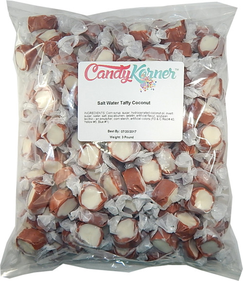 Salt Water Taffy Coconut Flavored 3 Pound ( 48 OZ ) - CandyKorner