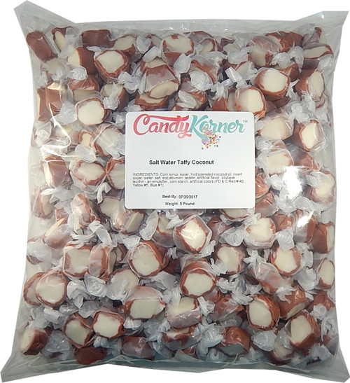 Salt Water Taffy Coconut Flavored 5 Pound ( 80 OZ ) - CandyKorner