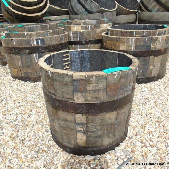 Half Oak Barrel Tub Mini (16"W x 13.5"H ) - Bunkers Hill Plant Nursery