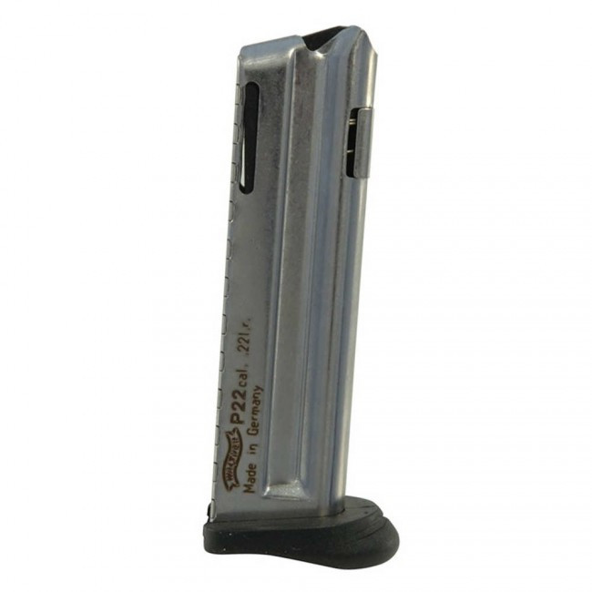 Walther P22Q Magazine 10 Round .22LR Mag W/Finger Rest-Nickel (512604 ...