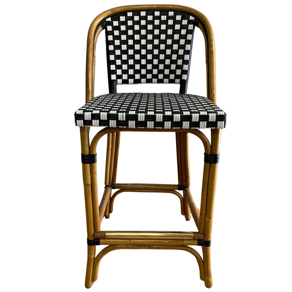 St. Germain Rattan Counter Stool 26 H Seat. SQ 3X3 Black Ivory