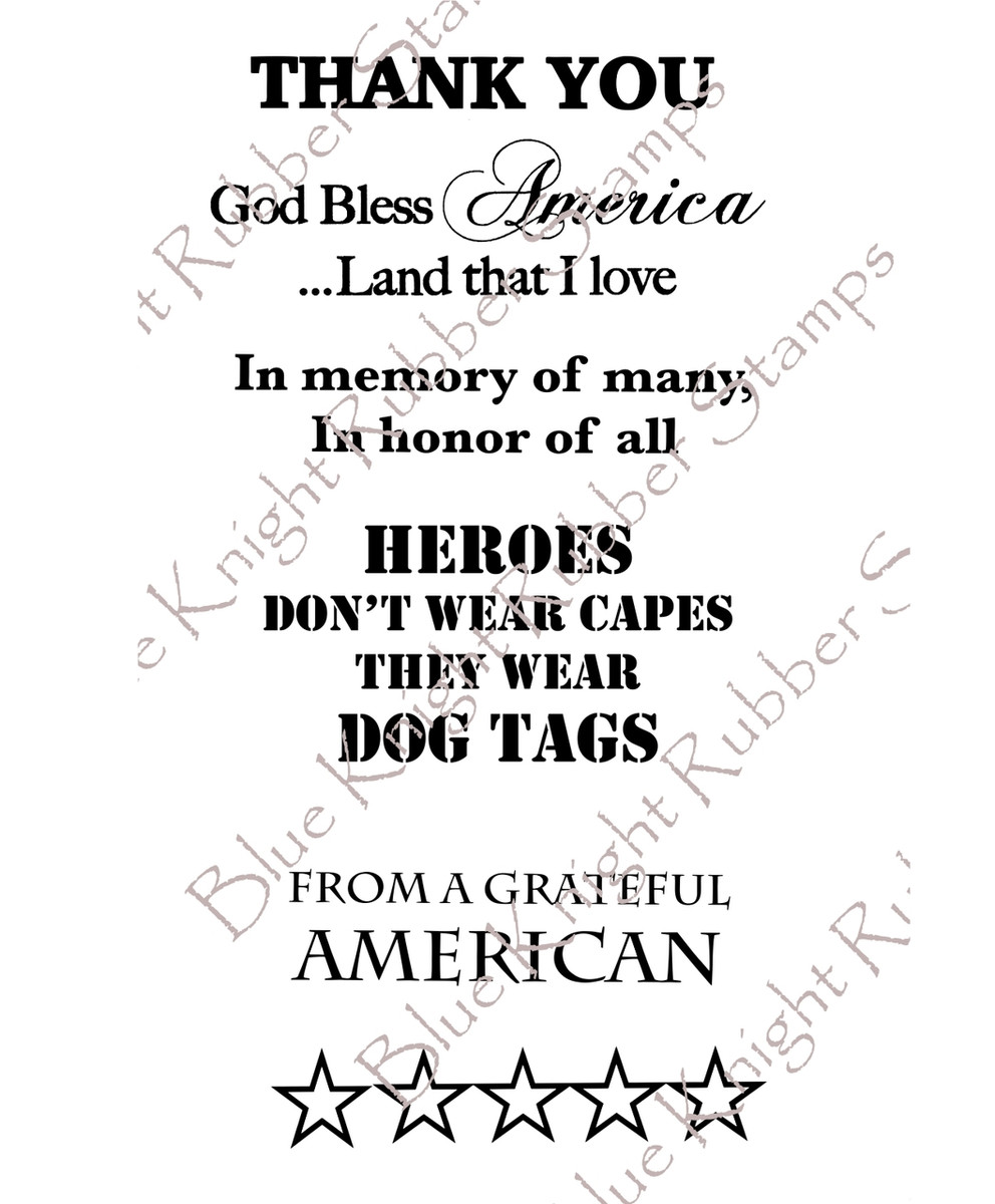 God Bless America - Blue Knight Rubber Stamps