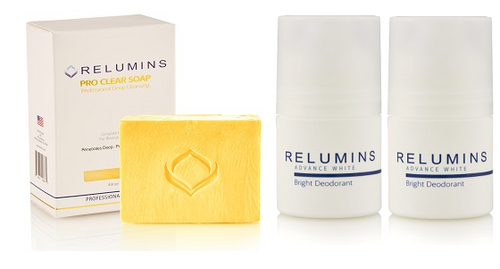 Relumins Yellow Acne Clear Soap + Relumins Whitening Deodrant Roll on ...
