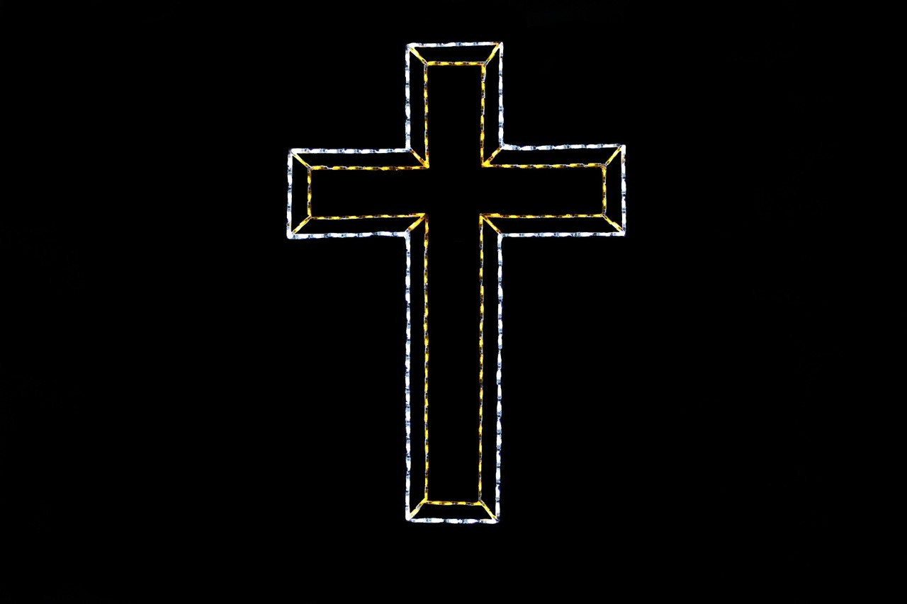 Cross Wireframe Christmas Decoration | Christmas Cottage Lights