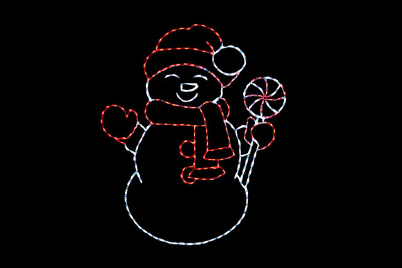 Wireframe Snowman Light Display | Christmas Cottage Lights