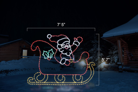 Waving Santa with Sleigh and Reindeer | Christmas Cottage