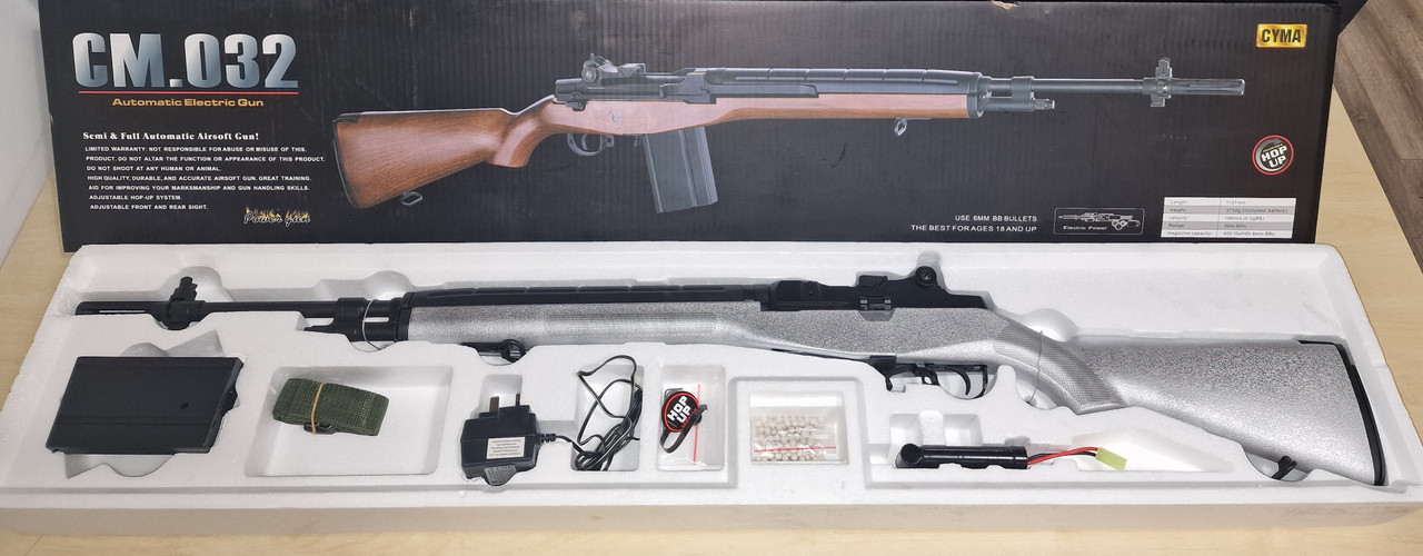 Cyma CM032 AEG M14 Airsoft Rifle - Silver Bullet - bbguns4less