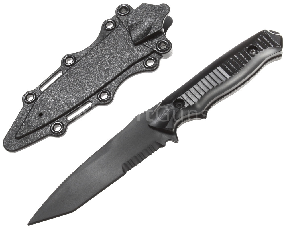 T&D Plastic Tanto Training Knife with a sheath in black - bbguns4less