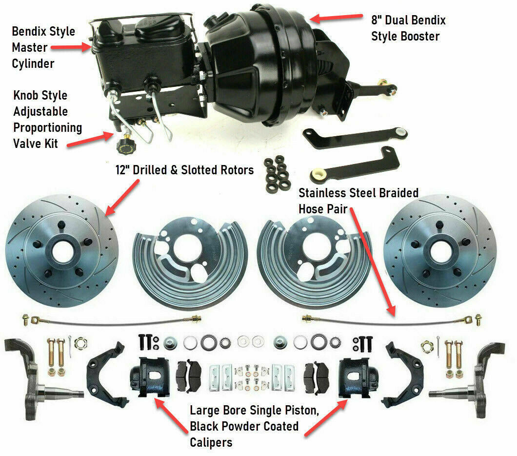 Deluxe Mopar 11" Disc Brakes w/ Manual to Power Bendix Style Conversion ...