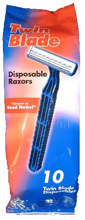 Twin Blade Long Handle Razor with Lubricating Strip, Case of 720 ...
