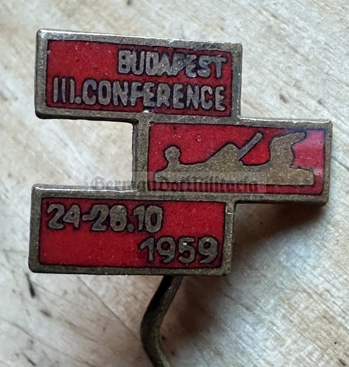 aa063 - c1959 Budapest Hungary enamel event pin badge - GermanDotMilitaria