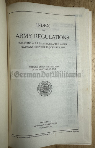 aa435 - c1935 Index to US Army Regulations - complete listings of all ...
