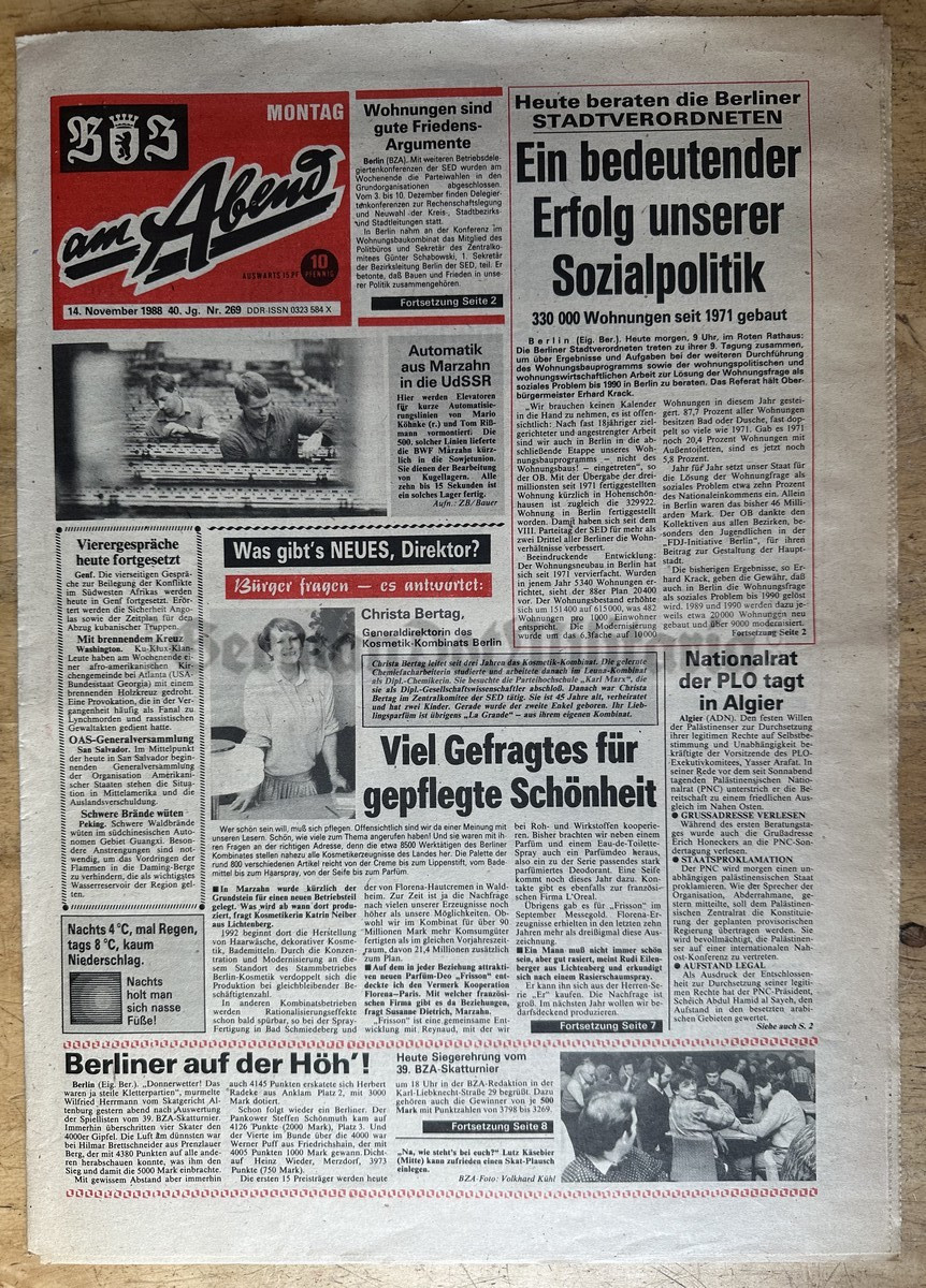 ab843 - BERLINER ZEITUNG BZ AM ABEND - East German newspaper for Berlin ...