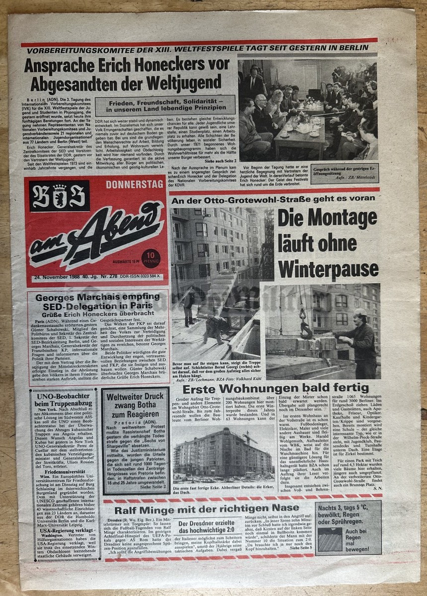 ab854 - BERLINER ZEITUNG BZ AM ABEND - East German newspaper for Berlin ...