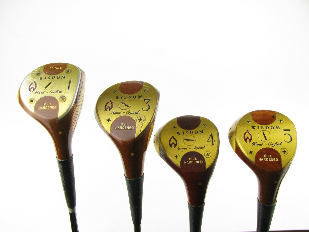 Wisdom Hand Crafted Oil Hardened Genuine Persimmon Golf Woods 1,3,4,5 ...
