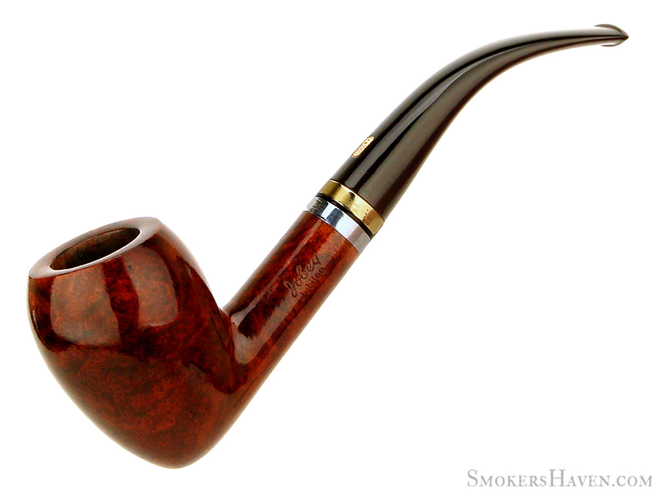 Jobey Estate Pipe 355 Bent Acorn w/ Nickel & Brass Bands - SmokersHaven.com